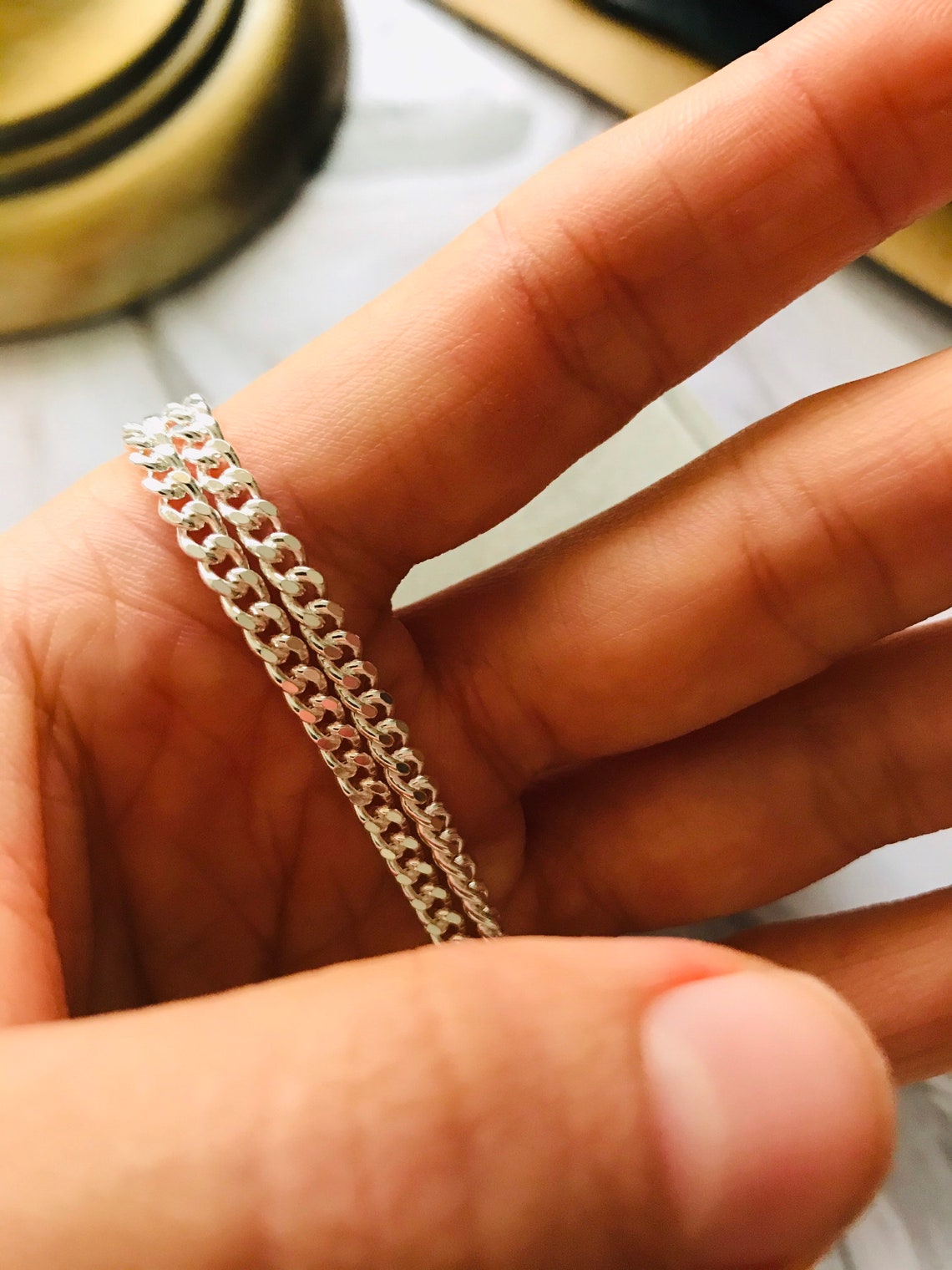 Popular style Diamond Cut Short Solid Sterling Silver necklace | Etsy