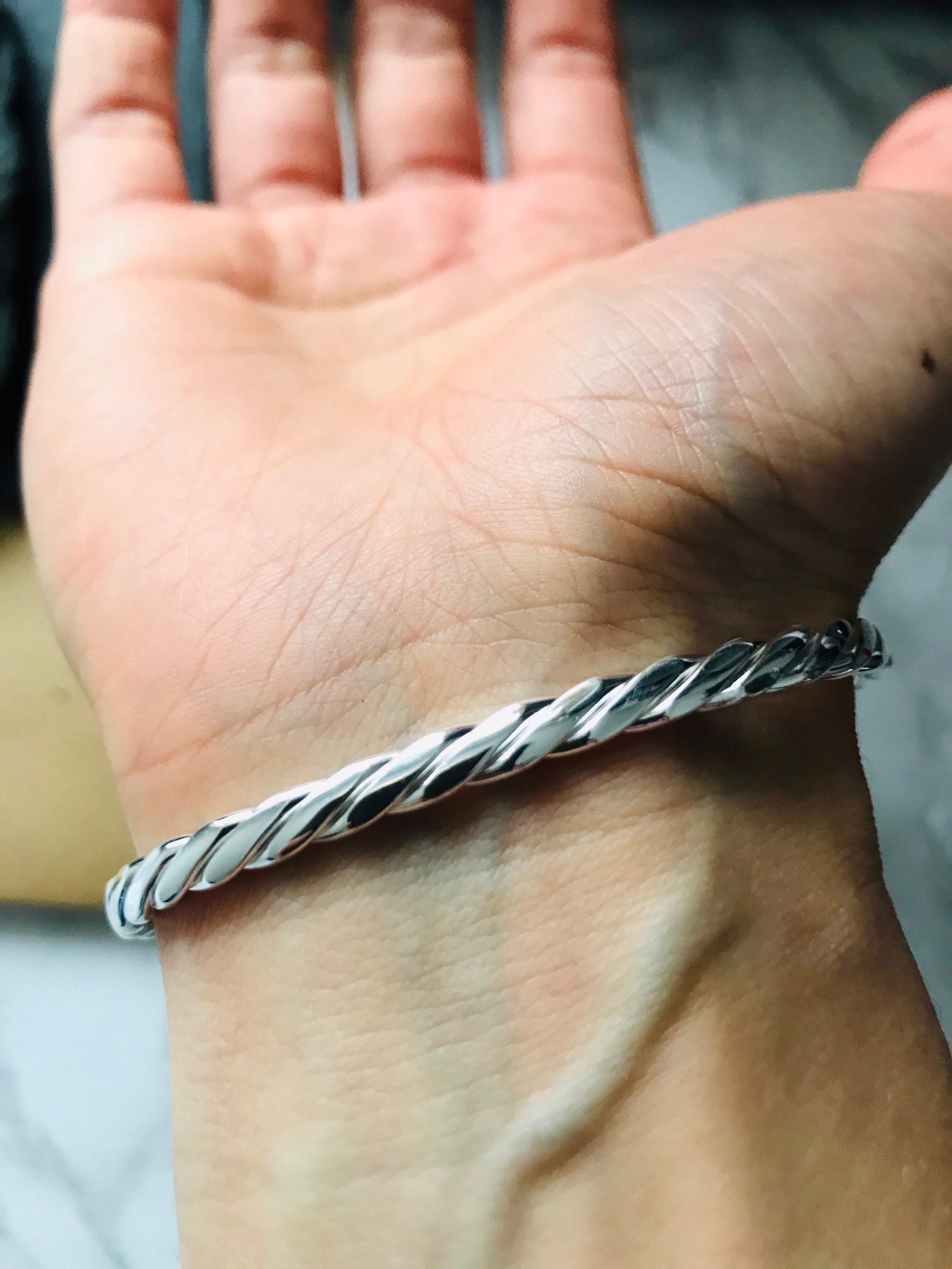 Mens Solid 925 Sterling Silver Torque Twisted Bangle | Etsy