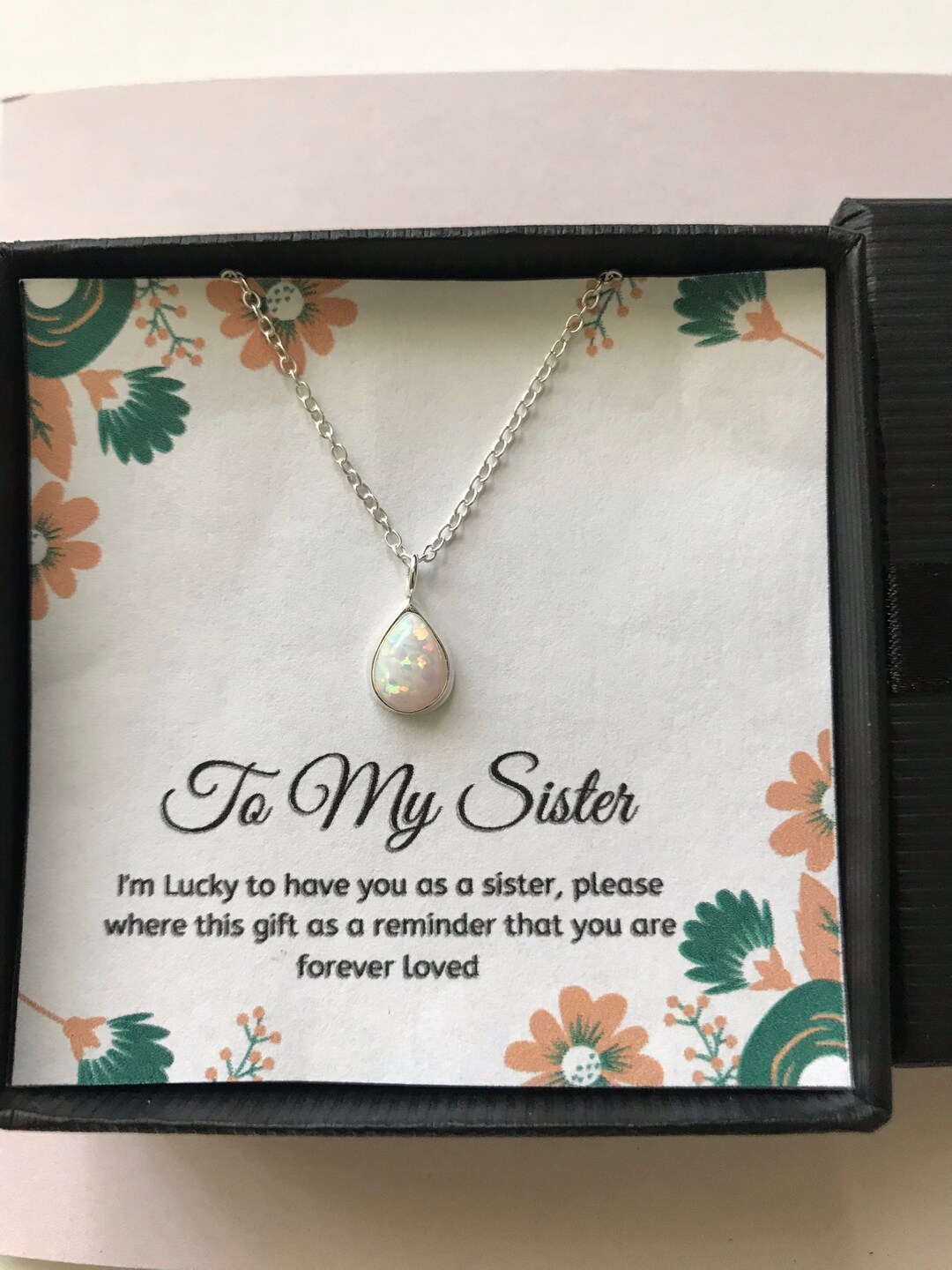 Sister Gifts From Sister, Sister Gold Ring Necklace, Fire Snow Teardrop ...