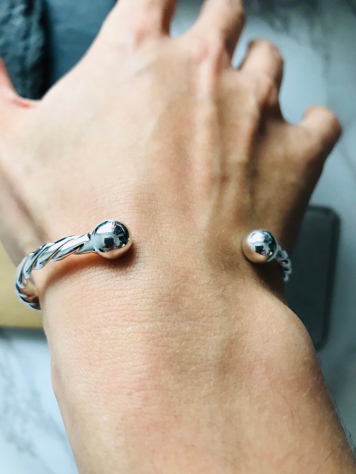 Mens Solid 925 Sterling Silver Torque Twisted Bangle | Etsy