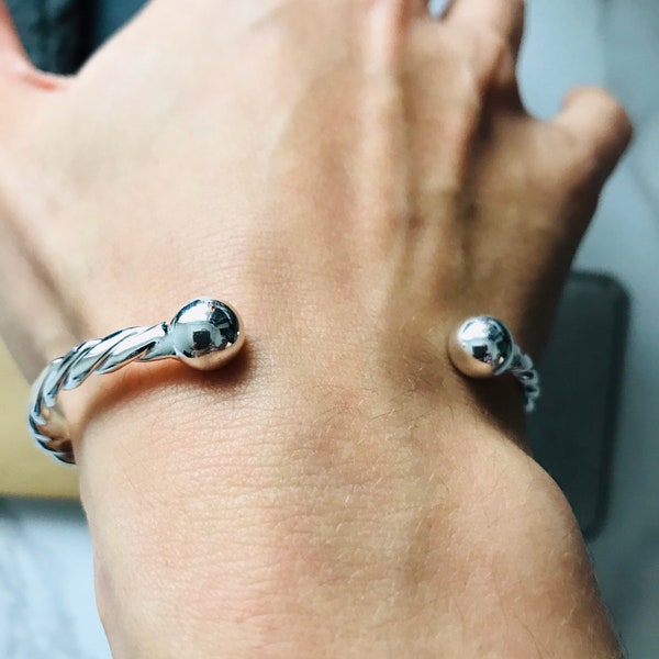 Sterling Silver Torque Bracelets for Men - Etsy