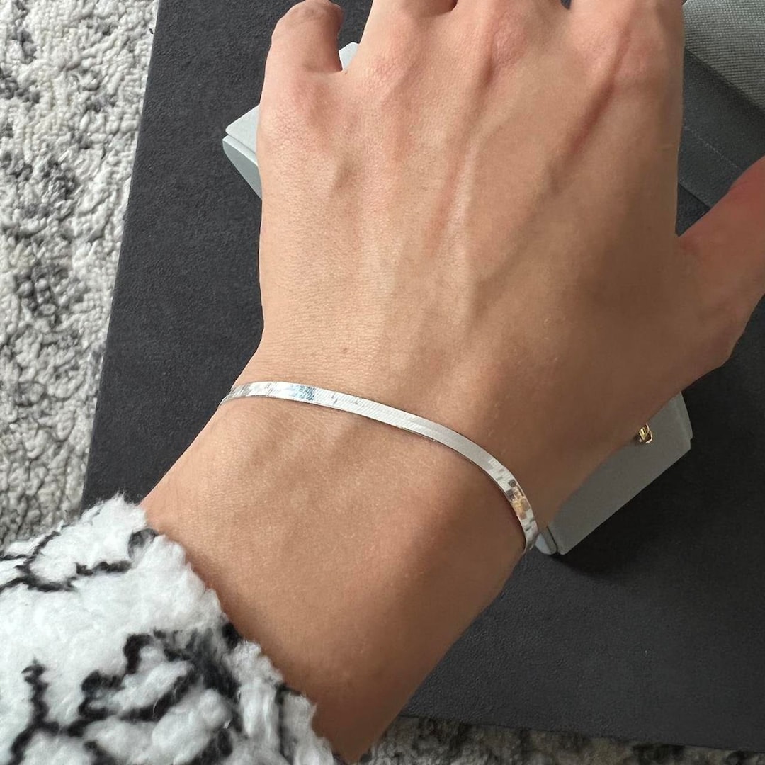 925 Sterling Silver Flat Snake Bracelet for Men 7” - Etsy