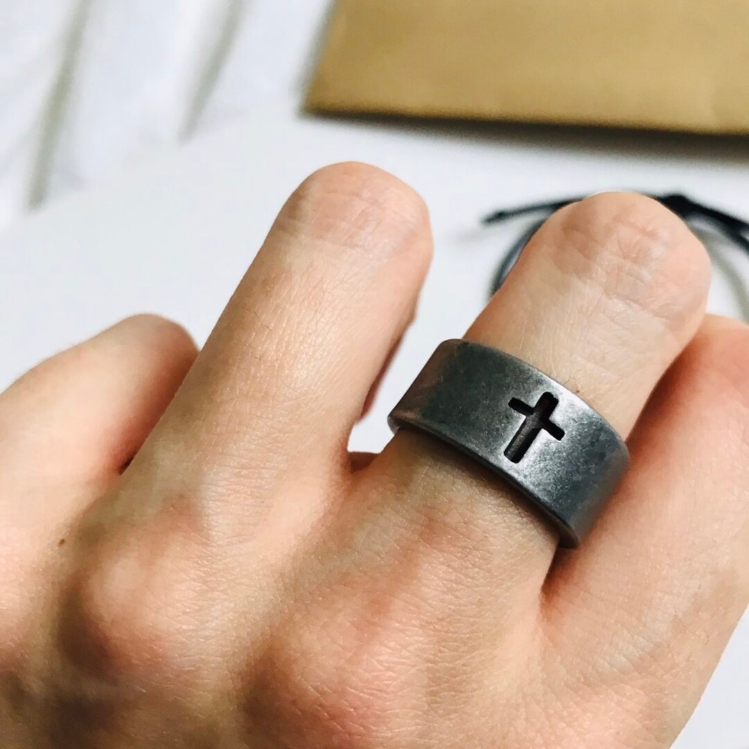 High Quality Adjustable Titanium Steel Cross Style Ring for Men ...