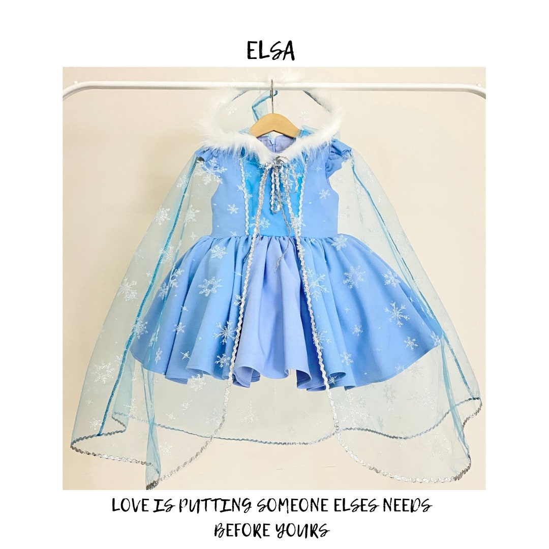 Girls ELSA Cape Dress Custom Made Girls Dress Elsa Costume Girls ...