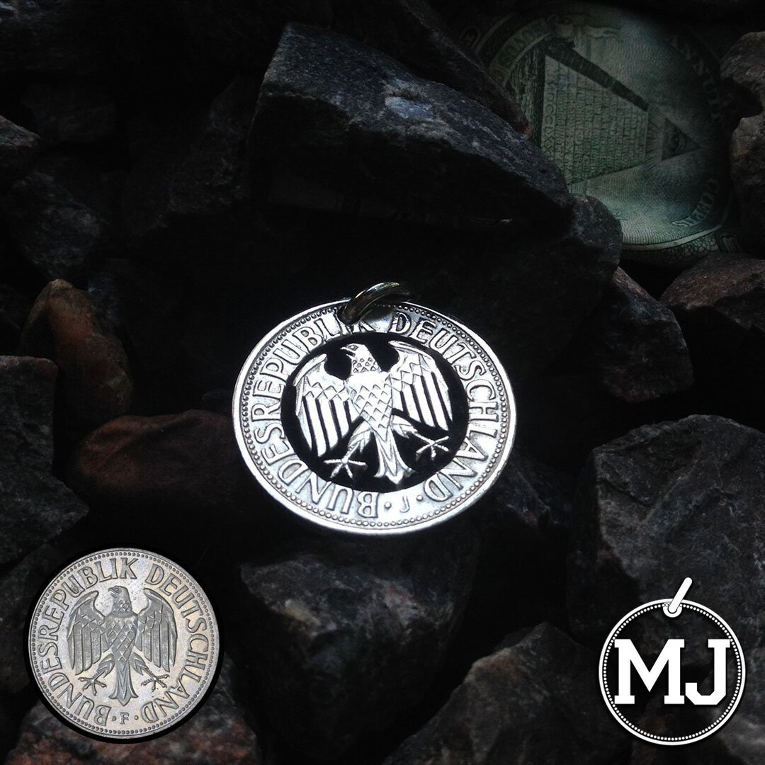 GERMANY Eagle 1 Mark Cut Coin, German Eagle Cut Coin, German Necklace ...