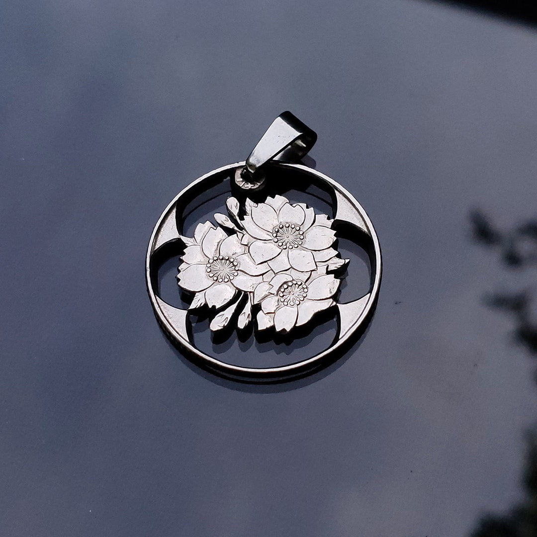 JAPAN Cherry Blossom Cut Coin Cherry Blossom Pendant Cherry - Etsy