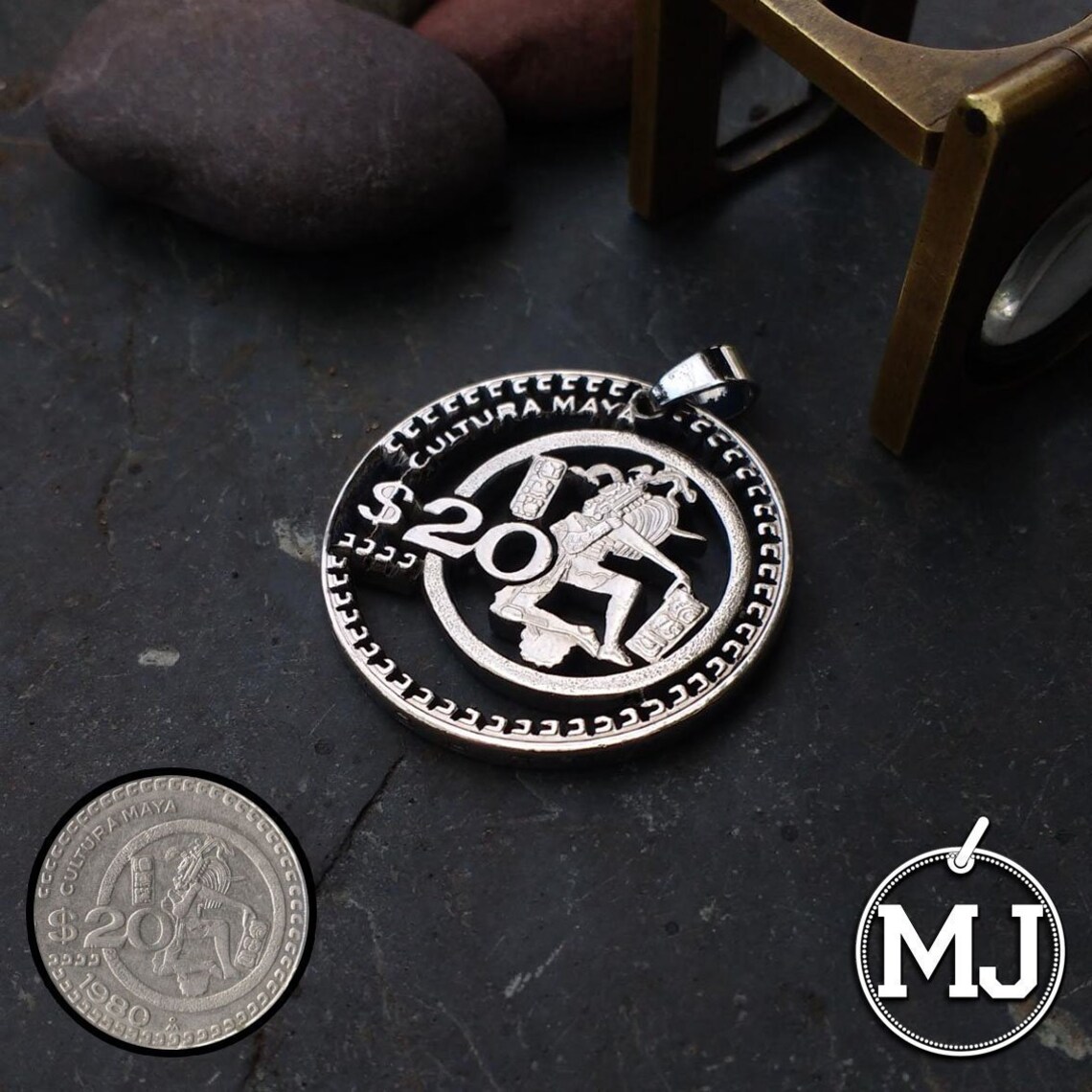 MEXICO Mayan Cut Coin Mayan Cut Coin Mayan Necklace Mayans | Etsy