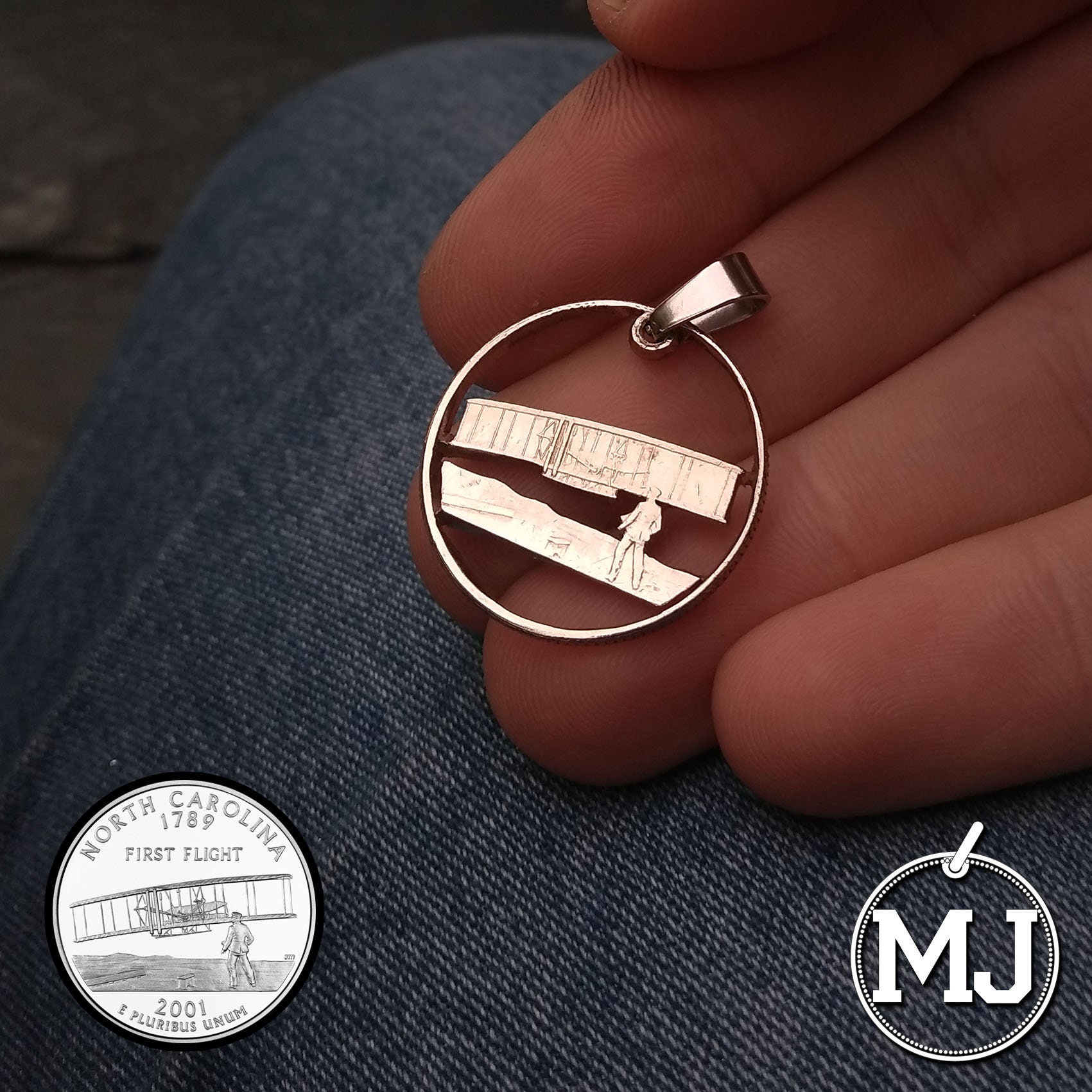 USA North Carolina First Flight Quarter Cut Coin Aircraft | Etsy