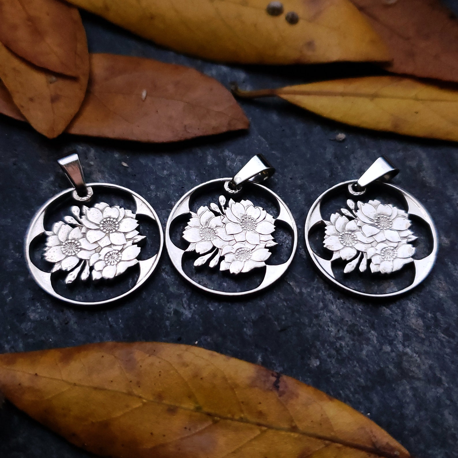 JAPAN Cherry blossom Cut Coin Cherry blossom Pendant Cherry | Etsy