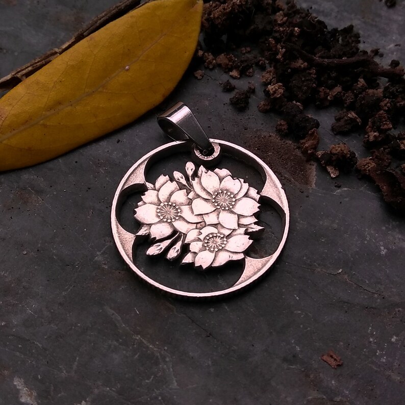 JAPAN Cherry Blossom Cut Coin Cherry Blossom Pendant Cherry | Etsy