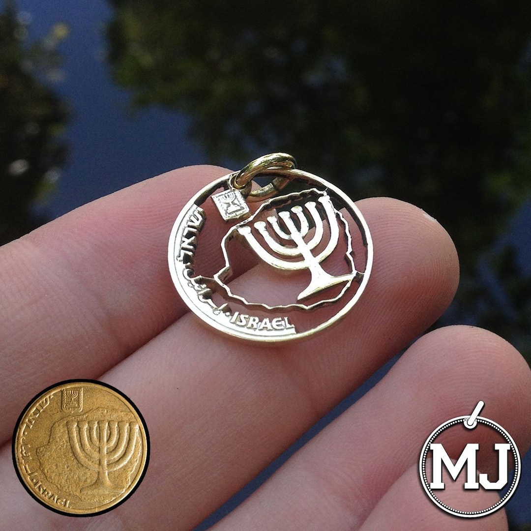ISRAEL 10 Argorot Menorah Cut Coin Menorah Necklace Israel - Etsy