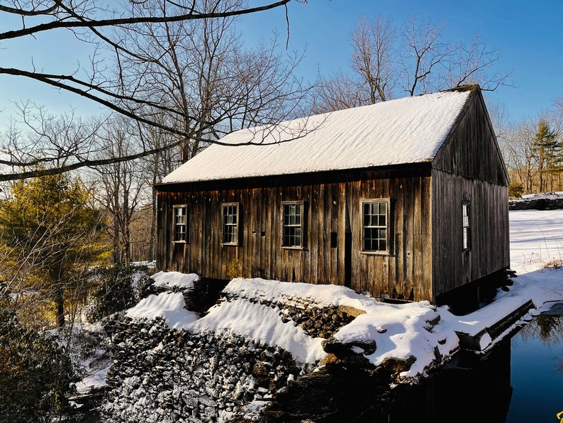 1800s New England Sawmill During Winter at Moore State Park, Paxton MA ...