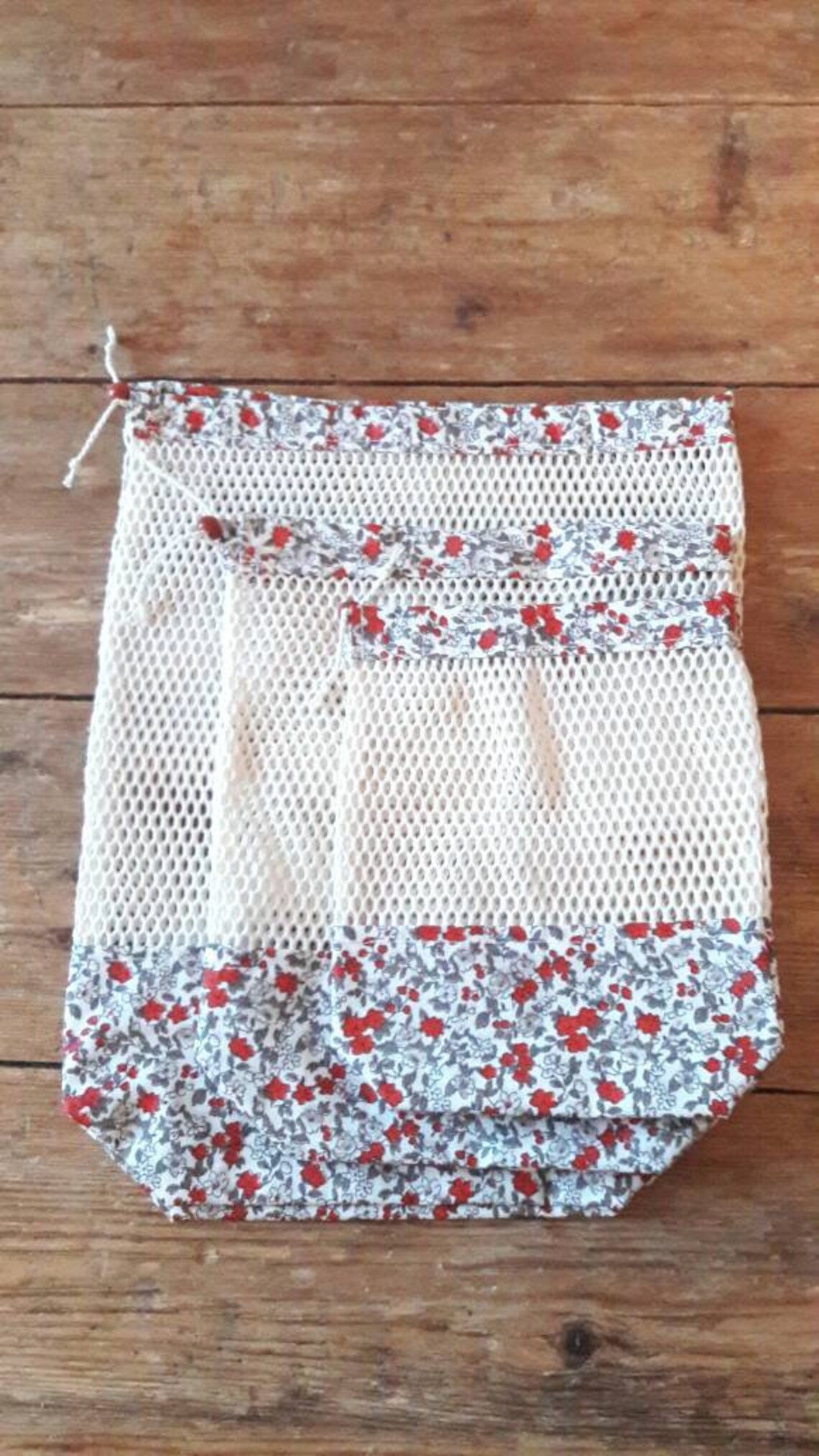 Sac à vrac - en maille filet de coton Bio et tissu de coton enduit ...