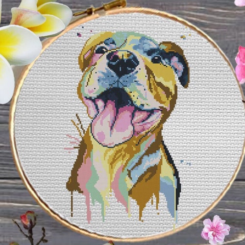 Pit Bull 117 DOG Embroidery Cross Stitch Pattern Download - Etsy