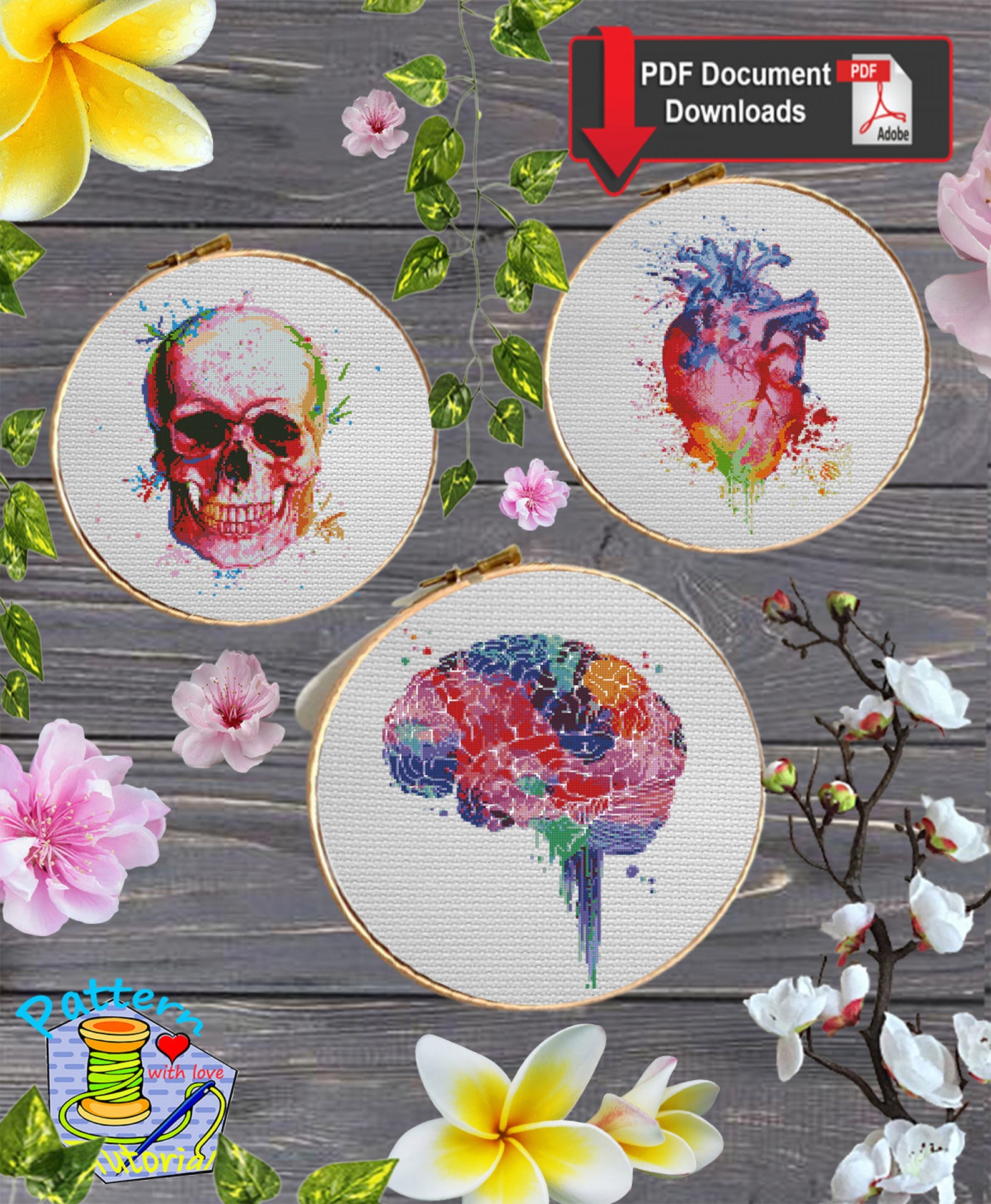 Skull Art Cross Stitch Anatomical Skull Cross Stitch Anatomy - Etsy