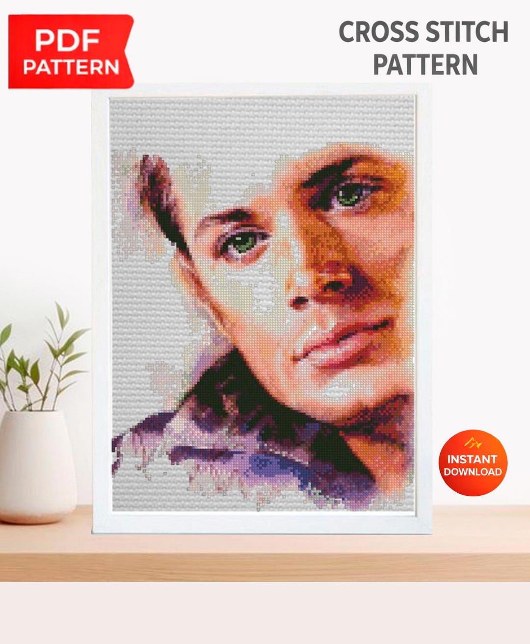 Cinematic Actress Portrait Cross Stitch Pattern PDF, Celebrity Inspired ...
