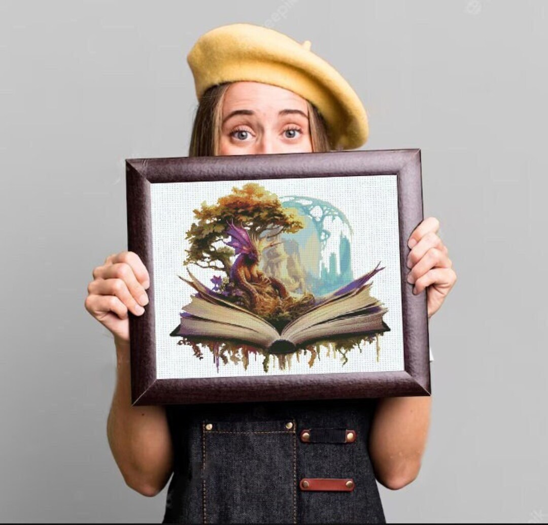 The Dragon, Magic Book Cross Stitch Pattern, Fantasy Cross Stitch ...