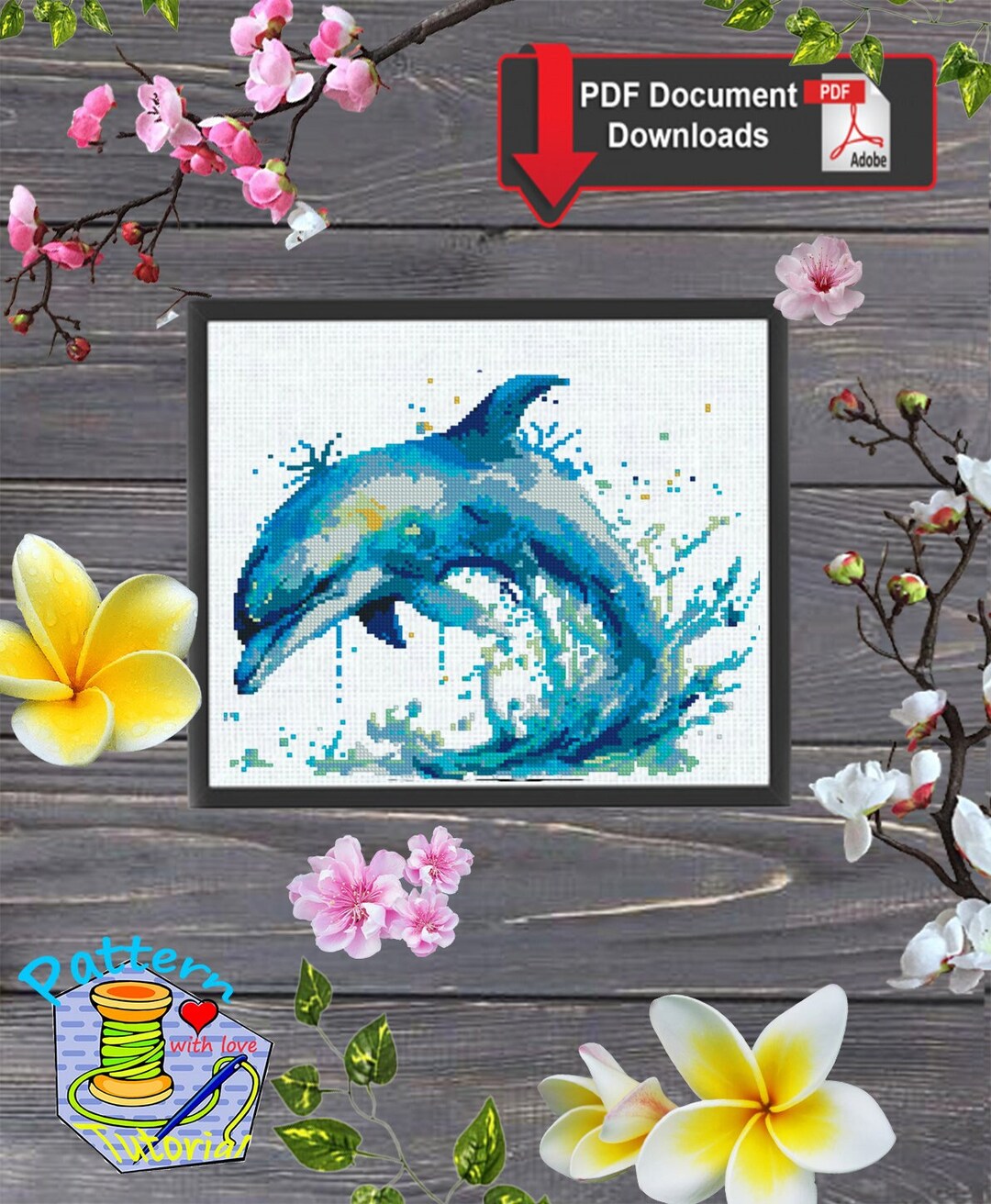 Dolphin Cross Stitch Pattern Sea Animal Sea Embroidery - Etsy