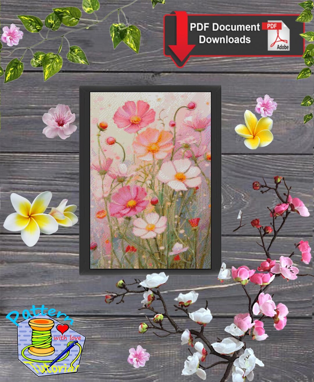 Field Flowers Cross Stitch Pattern, Meadow Flowers, Modern Cross Stitch ...