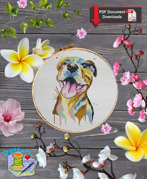 Pit Bull 104 Embroidery Cross Stitch Pattern Instant Download - Etsy