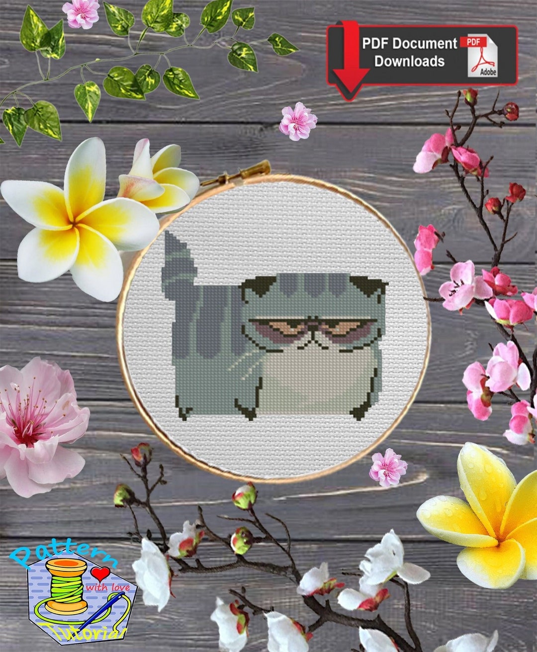 MINI CAT 354 Pet Embroidery Cross Stitch Pattern Download Stitching ...