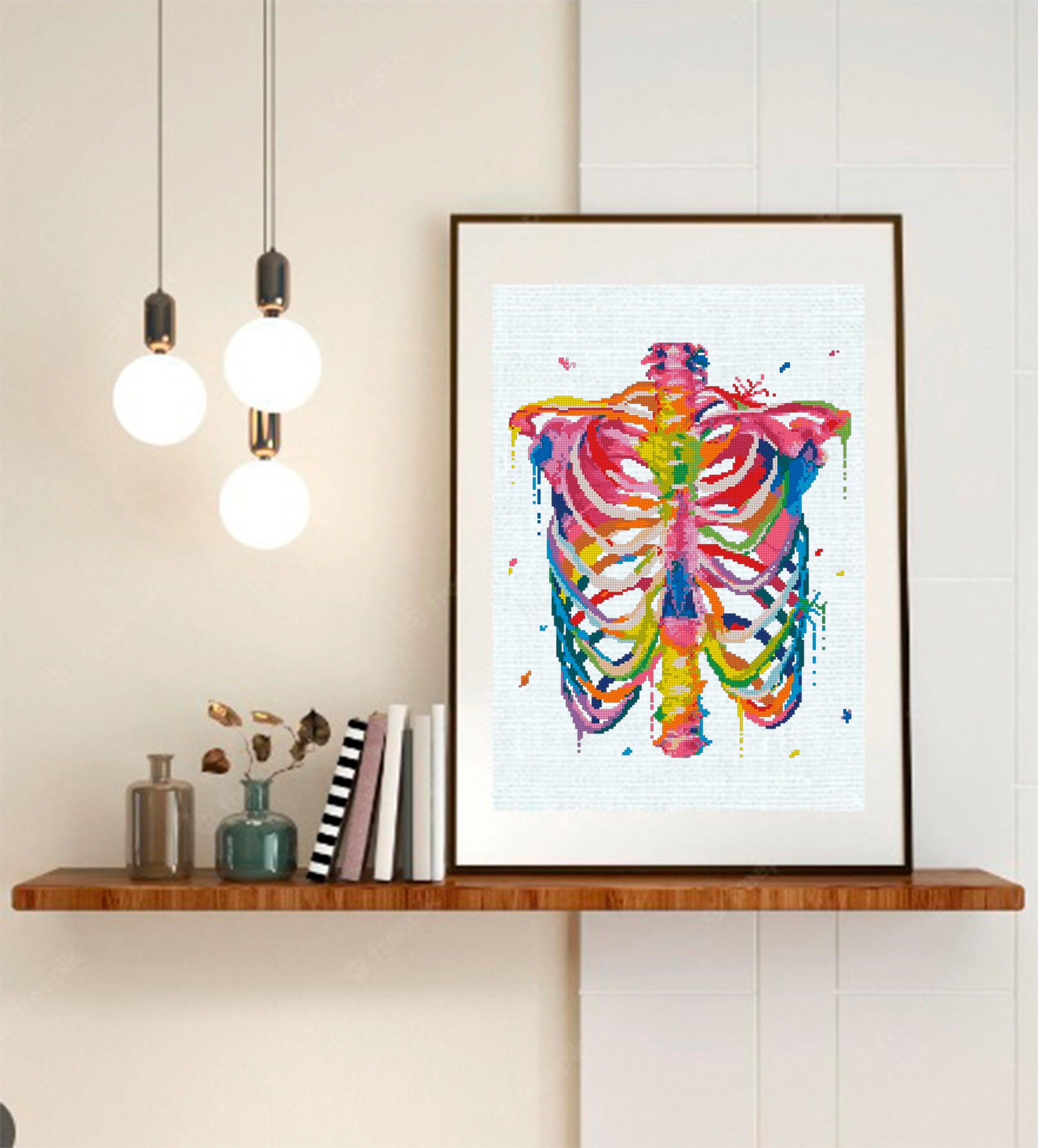 Colored Ribs, Skeleton Cross Stitch Patterns, Pattern Keeper, Anatomy ...