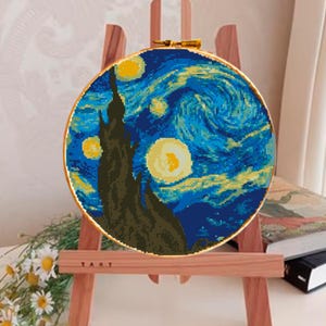 Starry Night Mini Cross Stitch Pattern, Small Mini, Miniature, Vincent ...