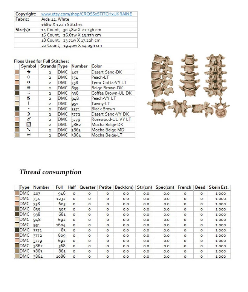 Vertebrae Anatomy Cross Stitch Pattern PDF, Vintage Spine Illustration ...