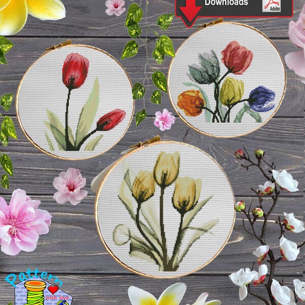 Tulip Cross Stitch - Etsy