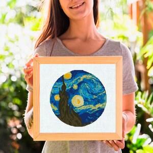 Starry Night Mini Cross Stitch Pattern, Starry Night Embroidery ...