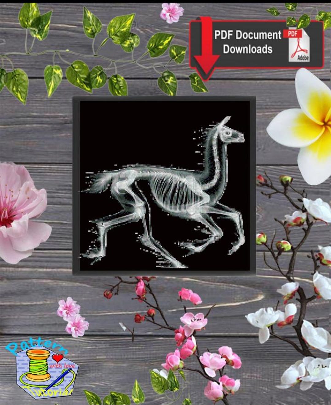 Llama Skeleton Cross Stitch Pattern PDF, X Ray Animal Anatomy ...