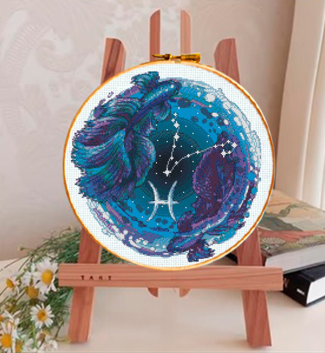 Zodiac Pisces Cross Stitch Pattern, Zodiac Constellation, Constellation ...