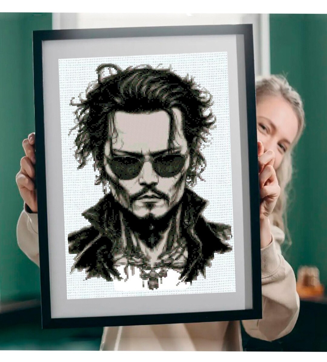Johnny Depp Cross Stitch Patterns, Embroidery Modern Art - Portrait of ...