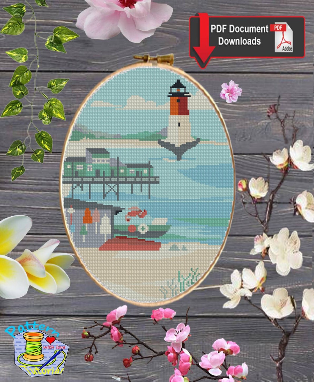 Cape Cod m214 National Park Embroidery Cross Stitch Pattern Instant ...