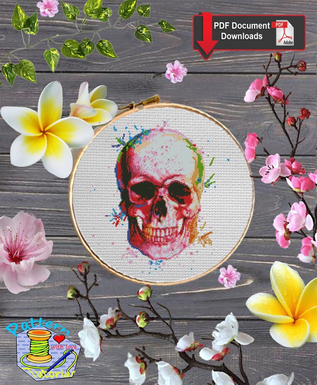Skull Art Cross Stitch Anatomical Skull Cross Stitch, Anatomy Cross ...