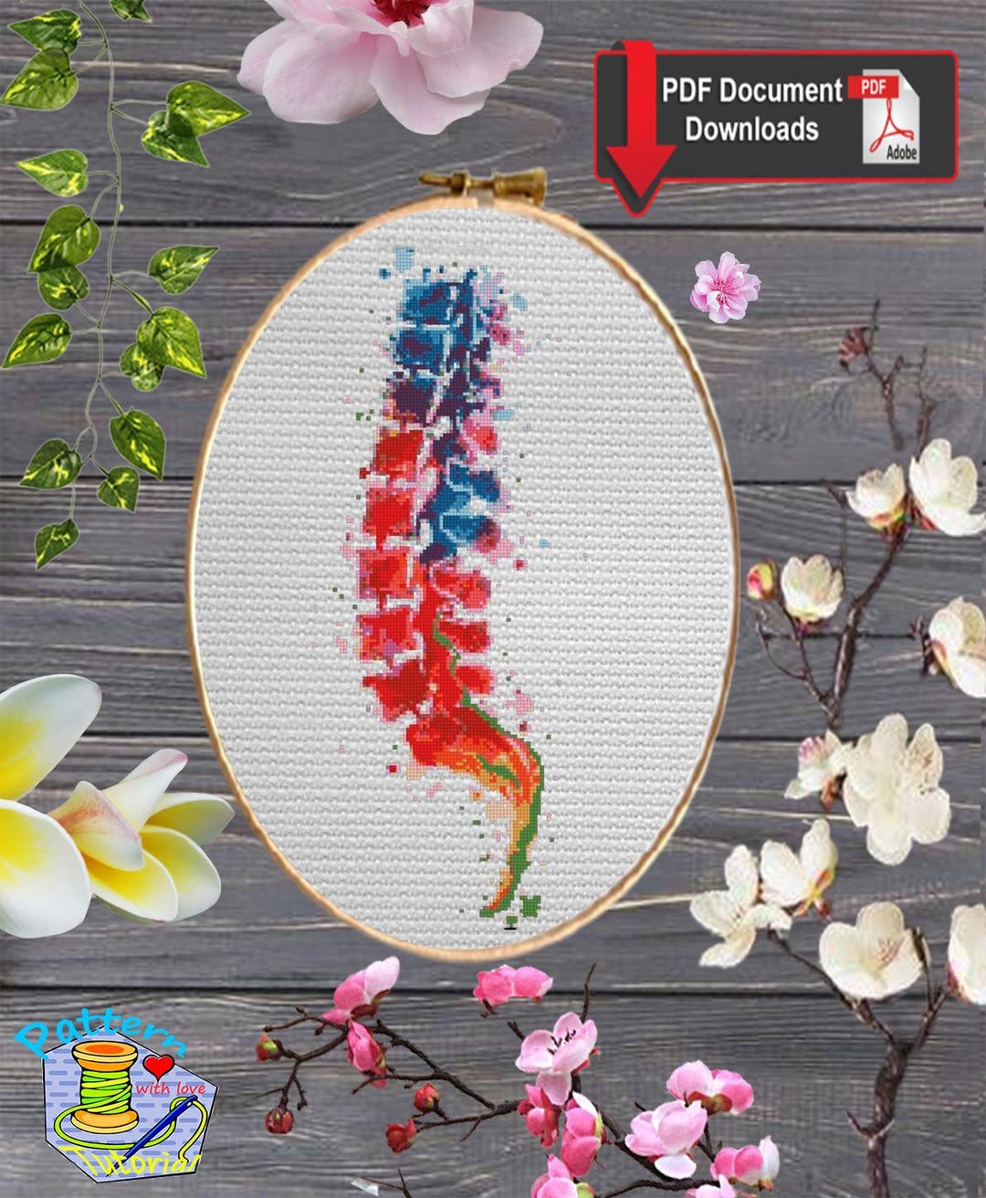 Spine #326 Anatomical Embroidery Cross Stitch Pattern Instant Download ...
