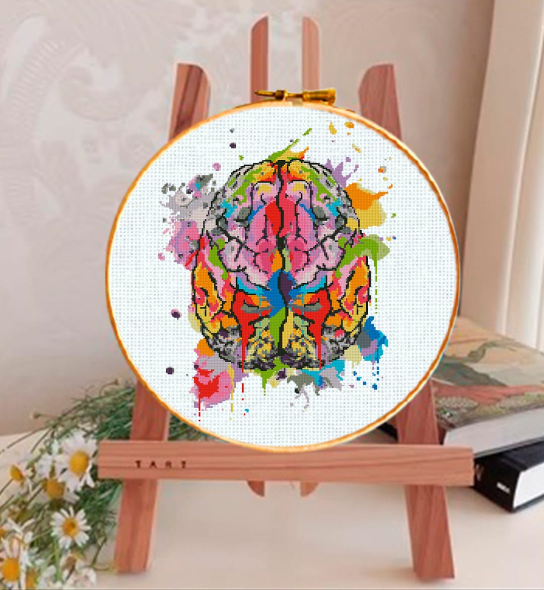 Brain Anatomy, Brain Art Cross Stitch Pattern, Anatomy, Medicine, Art ...