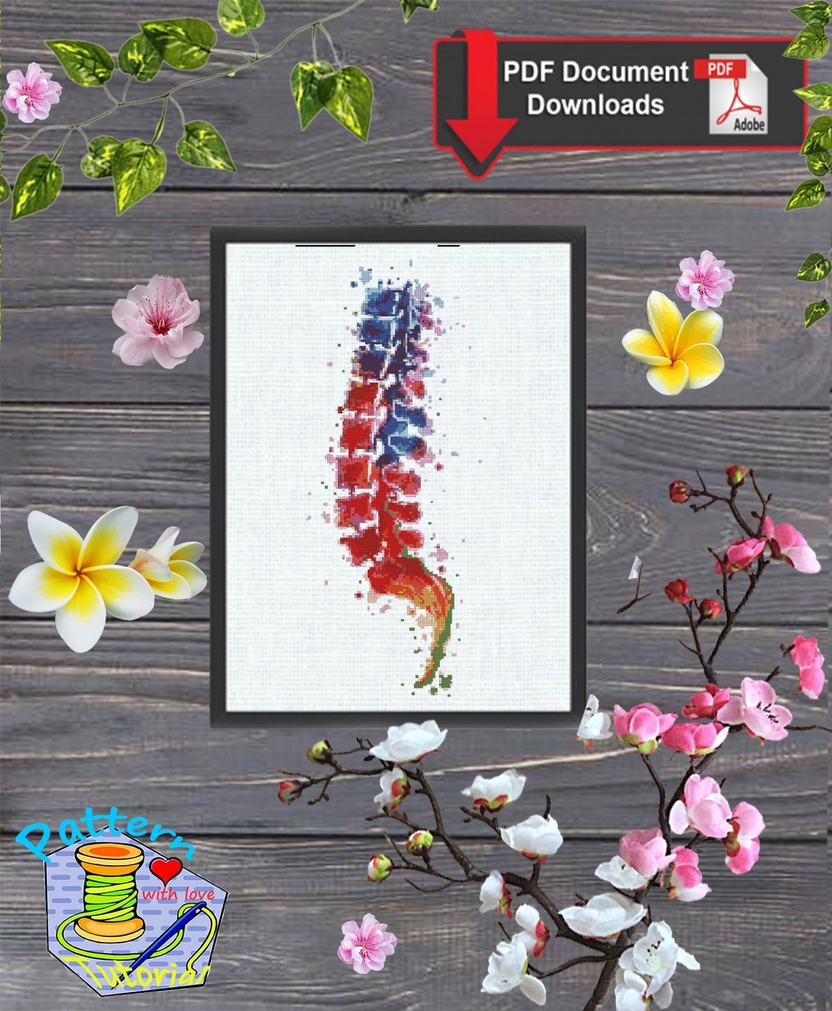 Spine 326 Anatomical Embroidery Cross Stitch Pattern Instant | Etsy