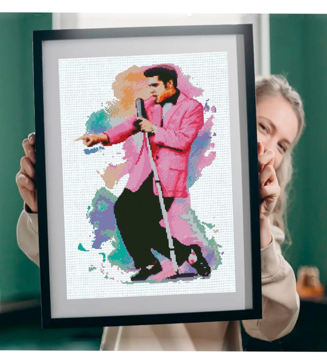 Elvis Presley Cross Stitch Patterns, Embroidery Modern Art, Portrait of ...