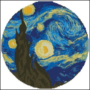 Starry Night Mini Cross Stitch Pattern, Small Mini, Miniature, Vincent ...