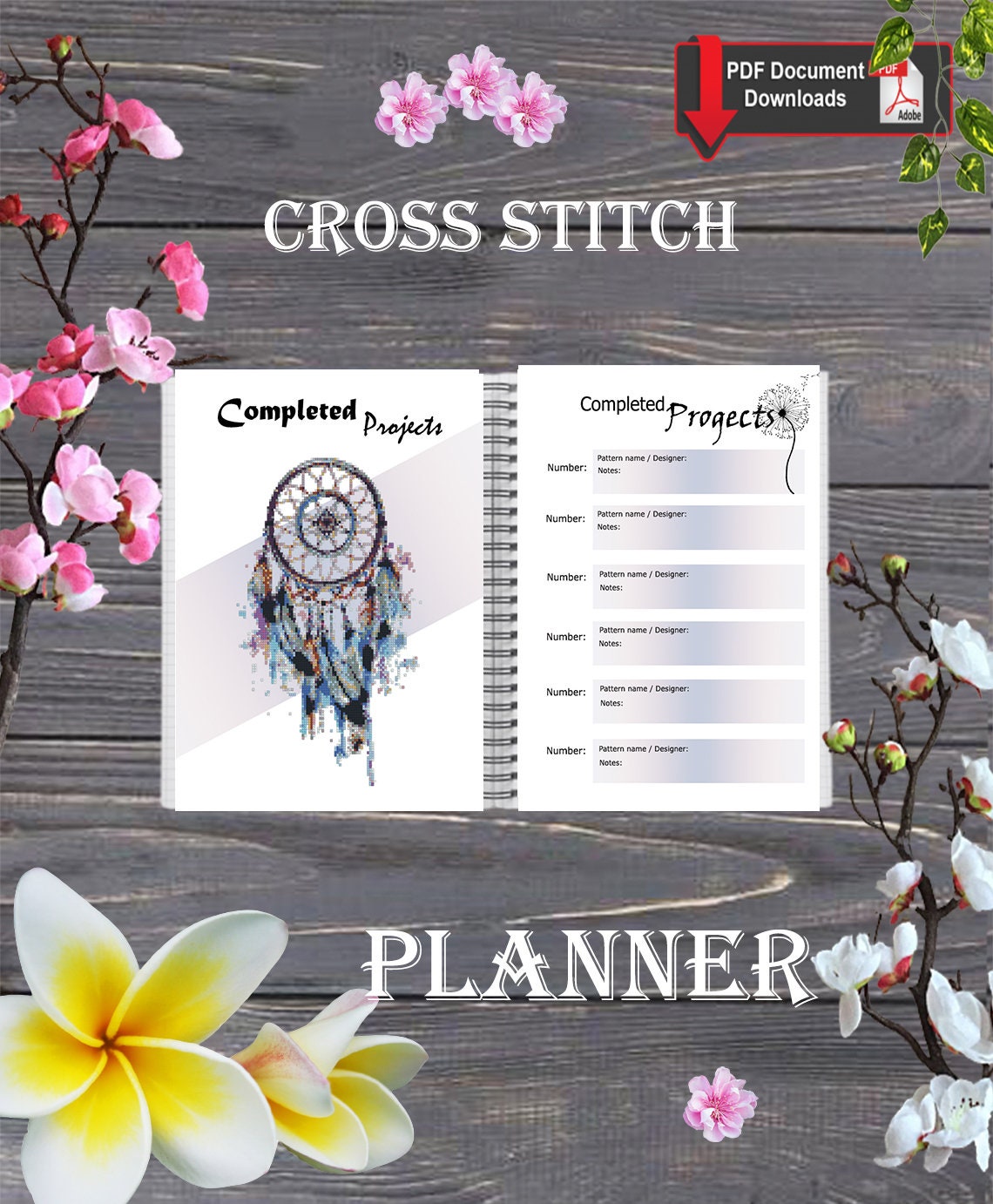 PLANNER Cross Stitch 08 NEW Printable Journal PDF Organizer - Etsy