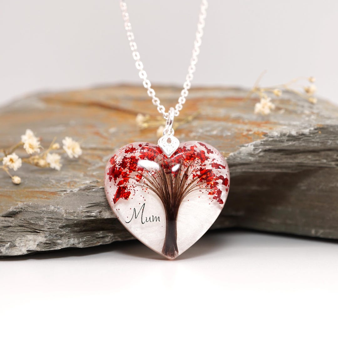 Tree of Life Hair Keepsake Necklace, Resin & Sterling Silver Memorial ...
