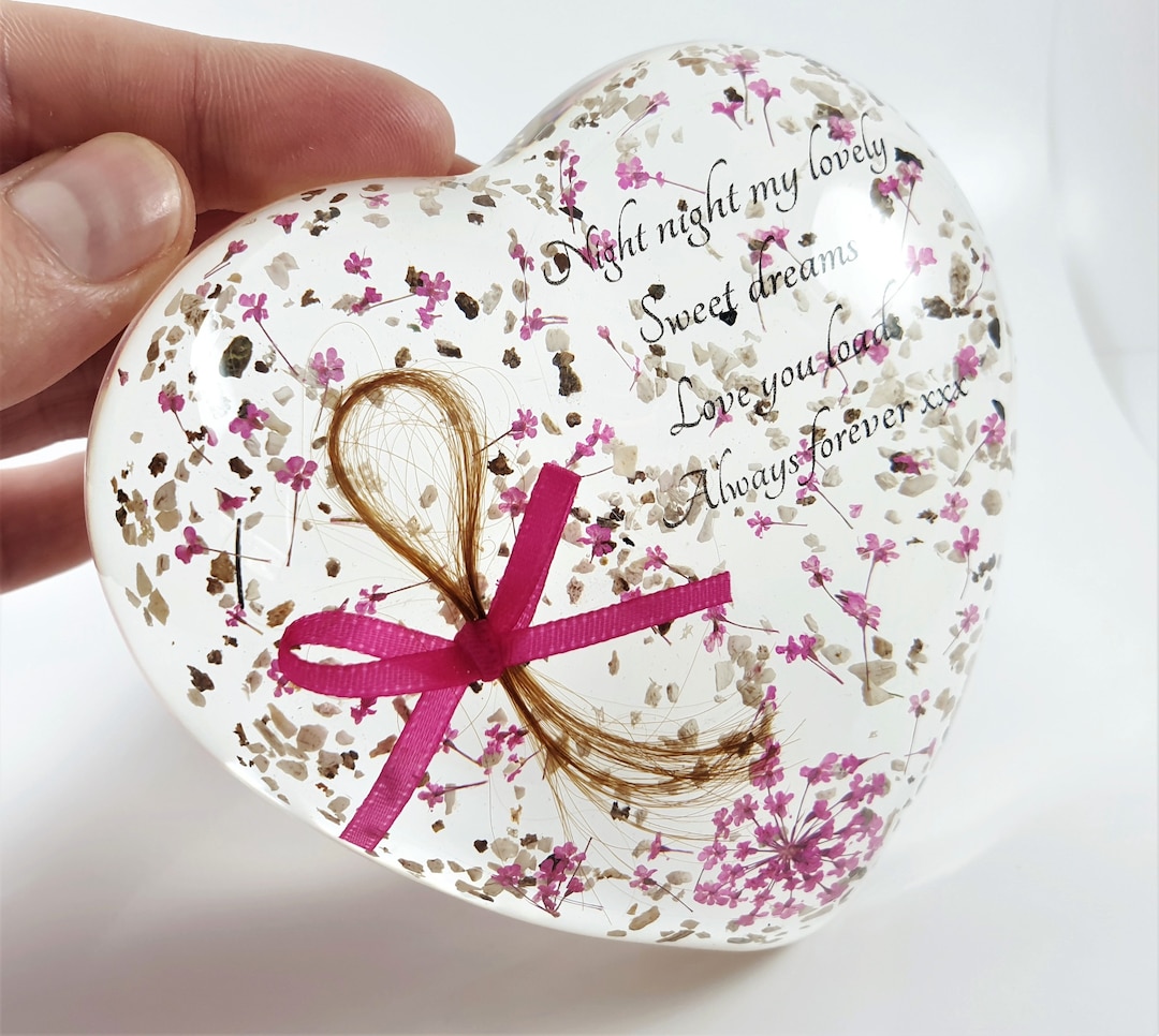 Hair and Ashes Memorial Paperweight, Personalised Lock of Hair Ornament ...