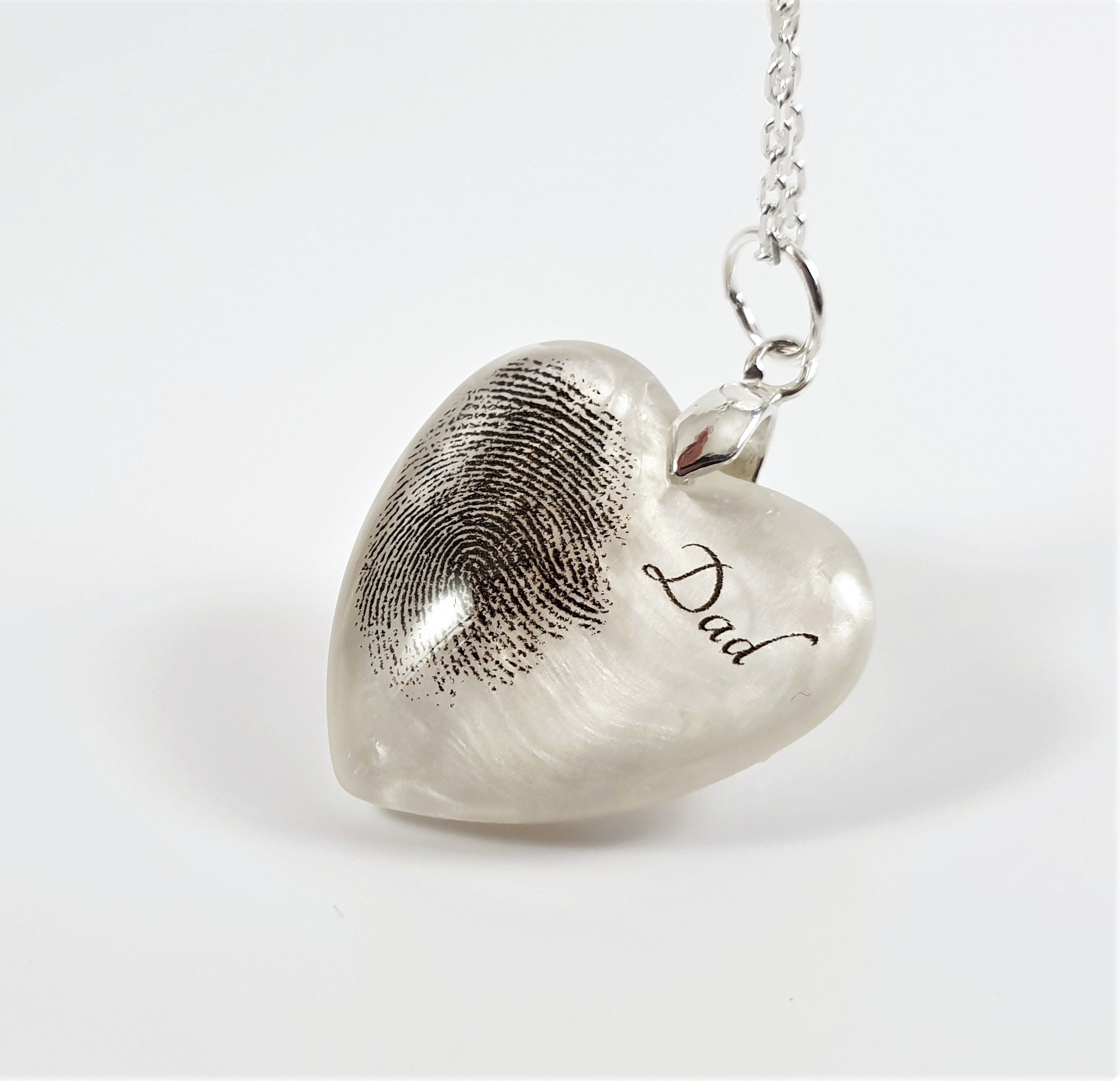 Your Fingerprint Necklace, Personalised Memorial Jewelry, Heart ...