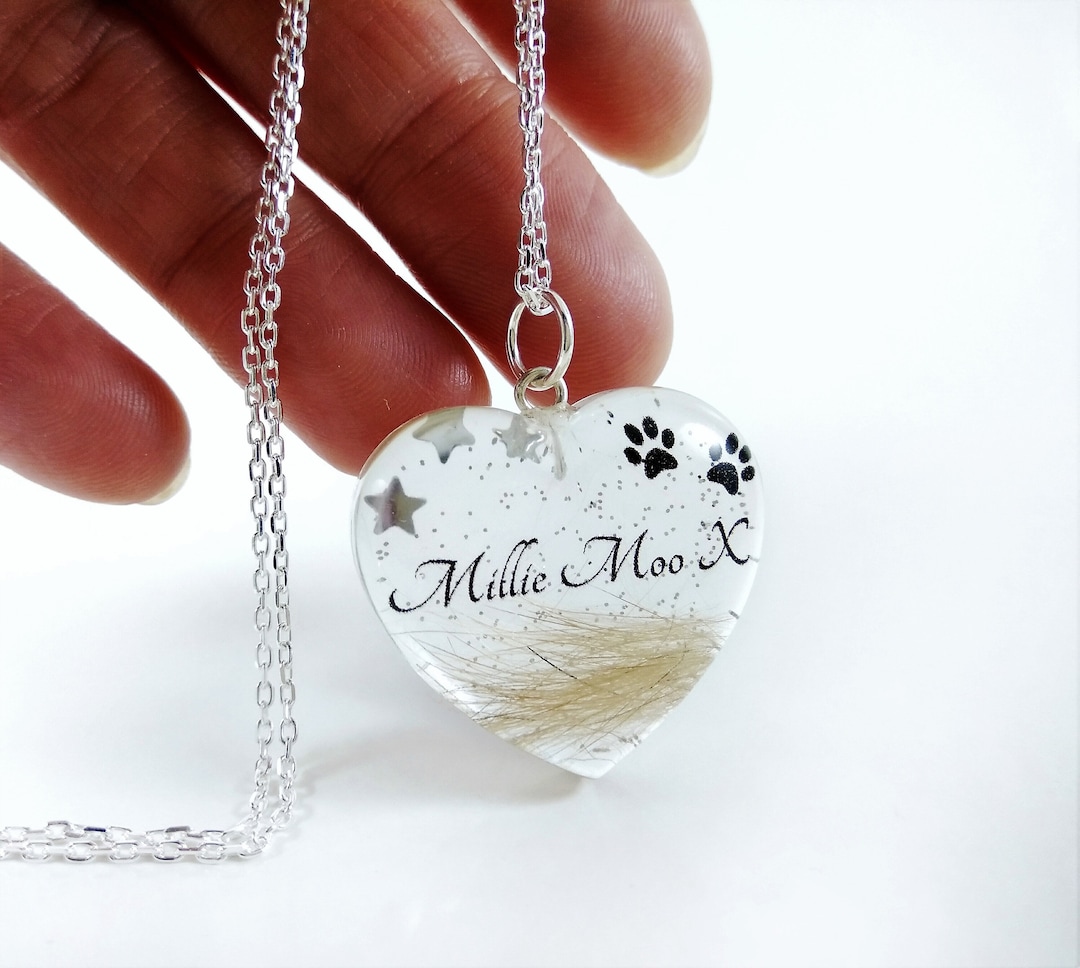 Custom Pet Hair Keepsake, Heart Memorial Locket Pet Loss Jewelry ...