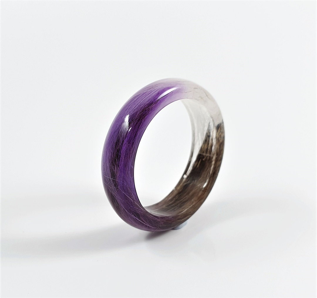 Purple Memorial Ring, Lock of Hair Keepsake, Hair Locket Ring, Hair ...