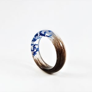 Lock of Hair Ring, Hair Keepsake Jewellery, Blue Flower Memorial Ring ...