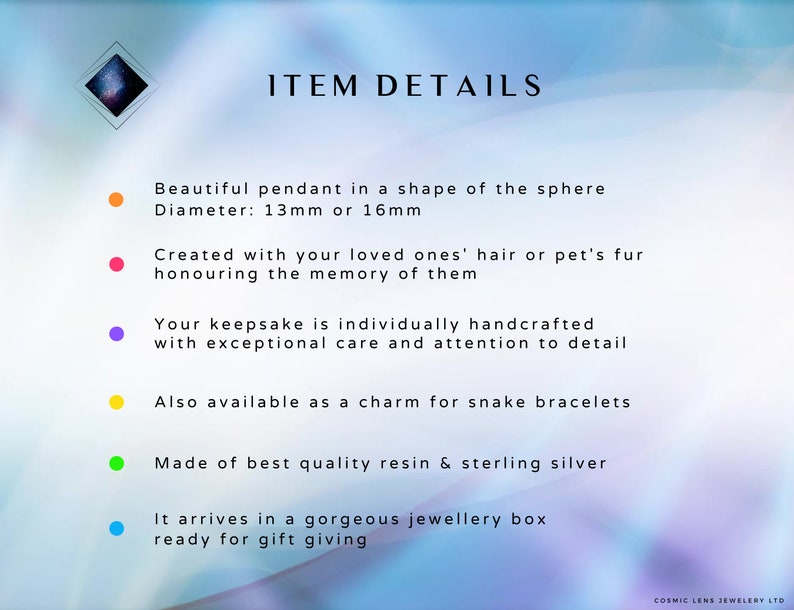 Resin Orb Necklace: Lock of Hair Keepsake, Sterling Silver Chain - Etsy