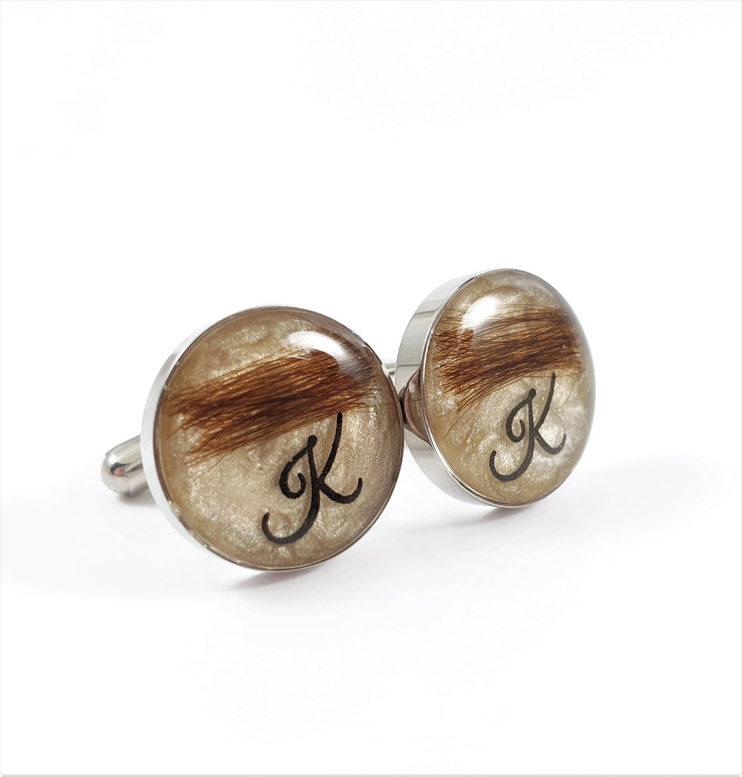 Memorial Cufflinks Lock of Hair Keepsake for Men Personalised Cuff ...