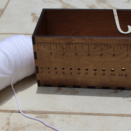 Knitting Needle Organizer Large Wooden Yarn Box With Lid - Etsy
